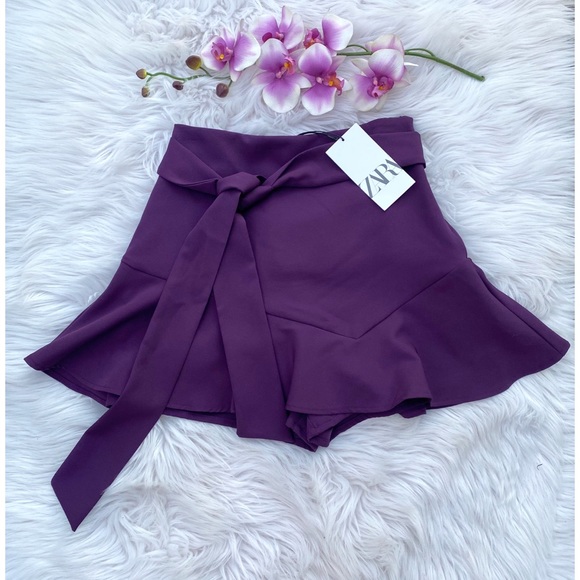 Zara | Skirts | Nwt Zara Purple Ruffle Mini Skort | Poshmark